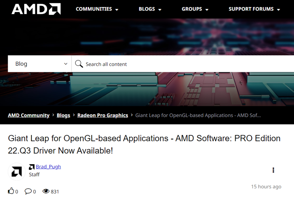 AMD PRO Edition 22.Q3 驱动发布，OpenGL 应用性能最高提升 72％_腾讯新闻