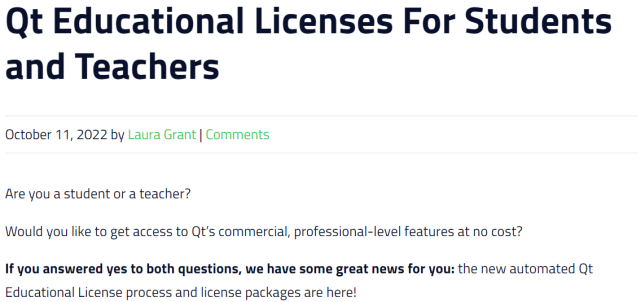 Qt 推出教育版 License，学生和教师可免费申请_腾讯新闻