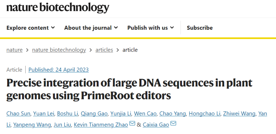 Nature子刊：高彩霞团队开发大片段DNA精准定点插入新工具PrimeRoot_腾讯新闻