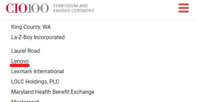 IDG公布2020 CIO 100榜单：联想中国团队上榜_腾讯新闻