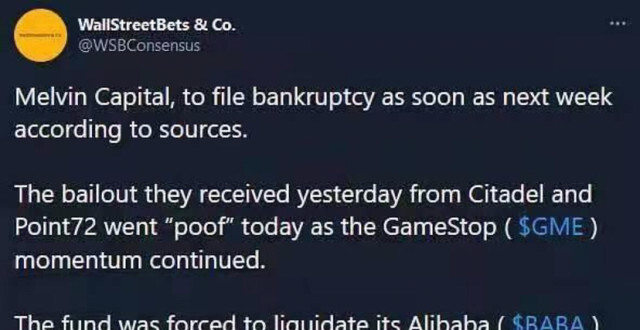 机构向散户认输！巨亏之后，Melvin Capital清空GME空头头_腾讯新闻