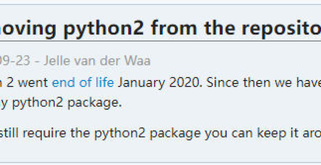 Arch Linux 已从存储库中彻底移除 Python 2_腾讯新闻
