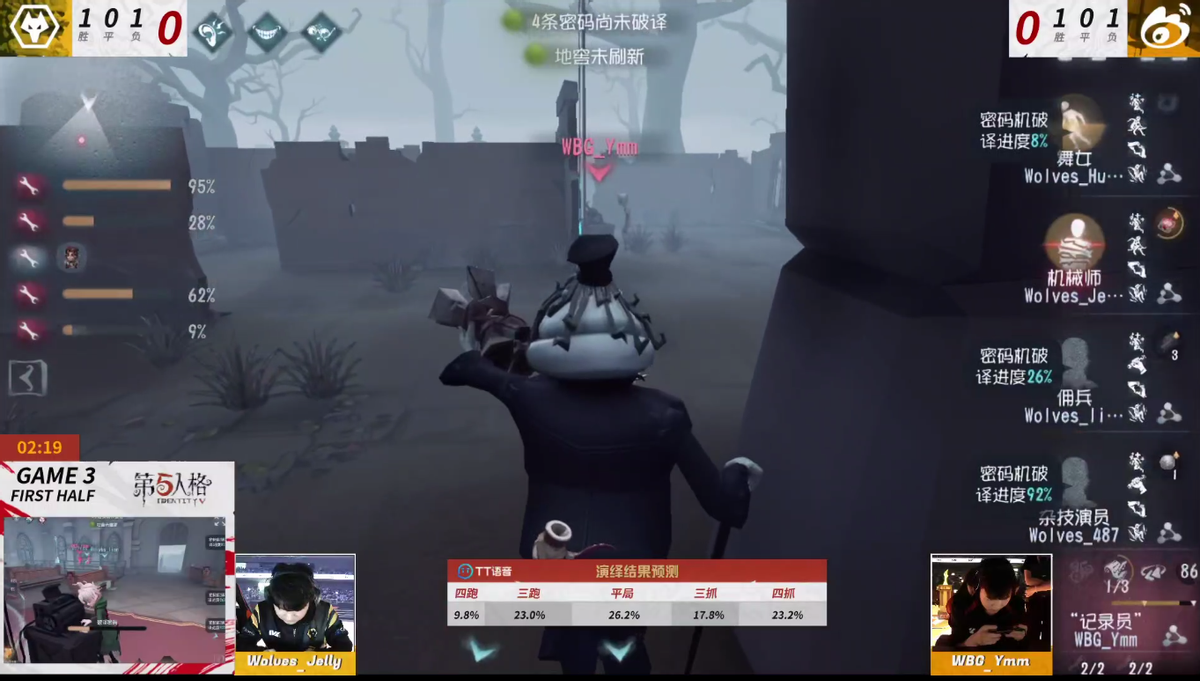 第五人格2022IVL夏季赛总决赛D1 Wolves vs WBG 第三局 WBG战队再次8：1拿下大比分