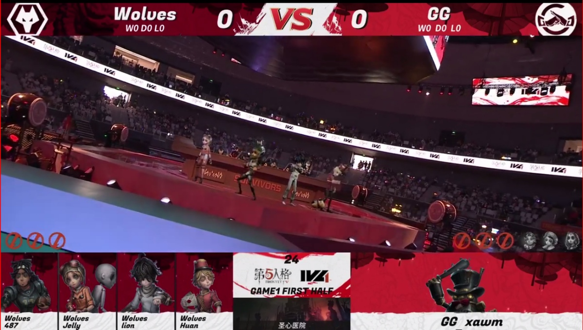 第五人格2022IVL夏季赛总决赛D2 成都GG vs Wolves 第一局 Wolves战队监管者3抓率先拿下比分