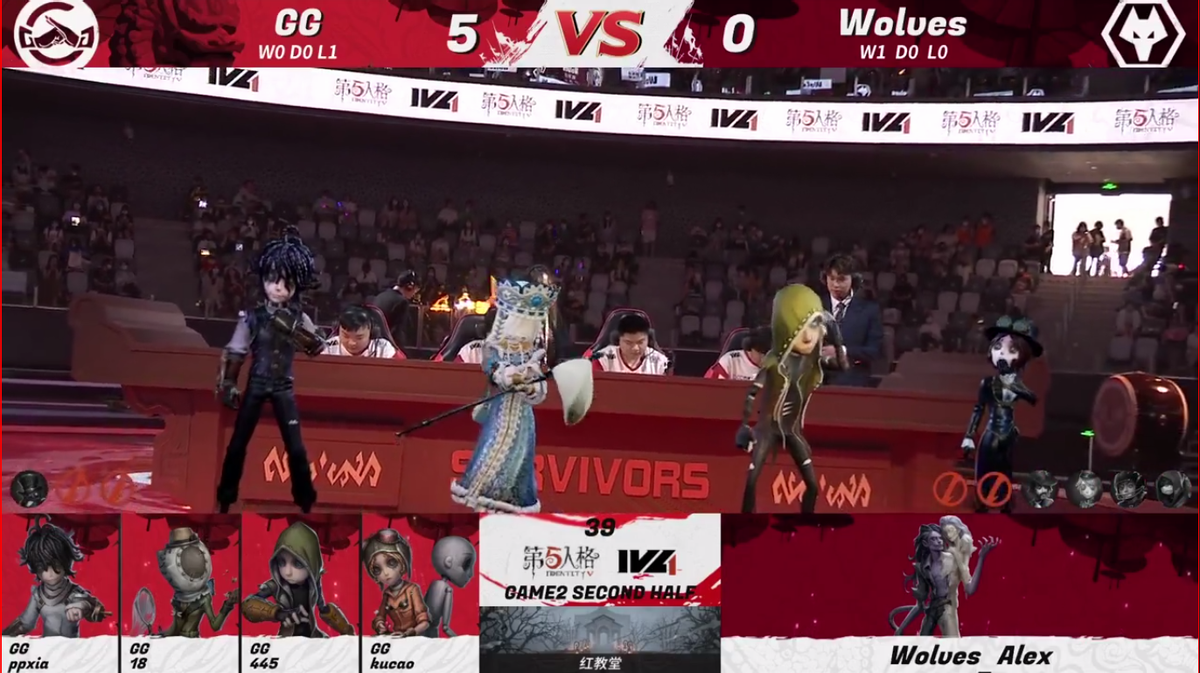 第五人格2022IVL夏季赛总决赛D2 成都GG vs Wolves 第二局 成都GG战队监管者4抓扳回比分