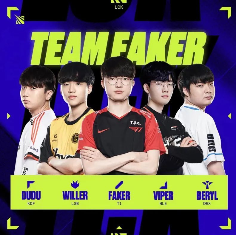 LCK全明星阵容公布：Faker携手Viper对阵Deft加Chovy