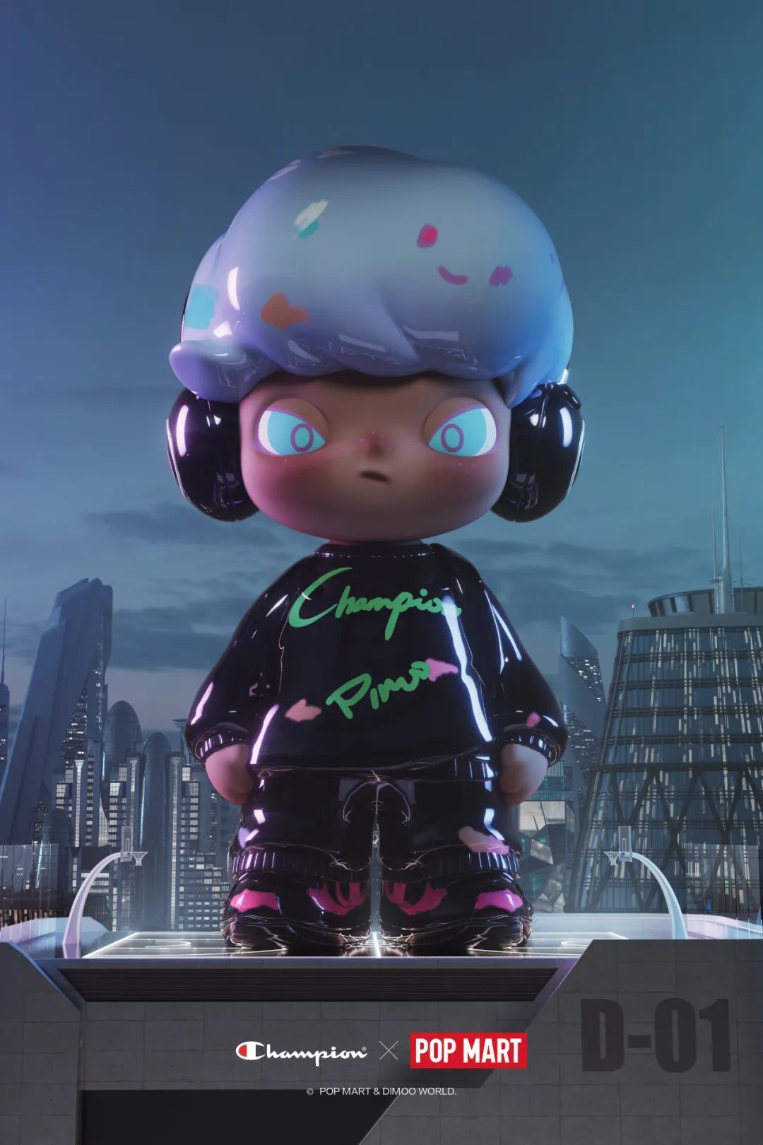 这次 DIMOO 穿上 Champion 卫衣，成为玩家热议的“冠军男孩”