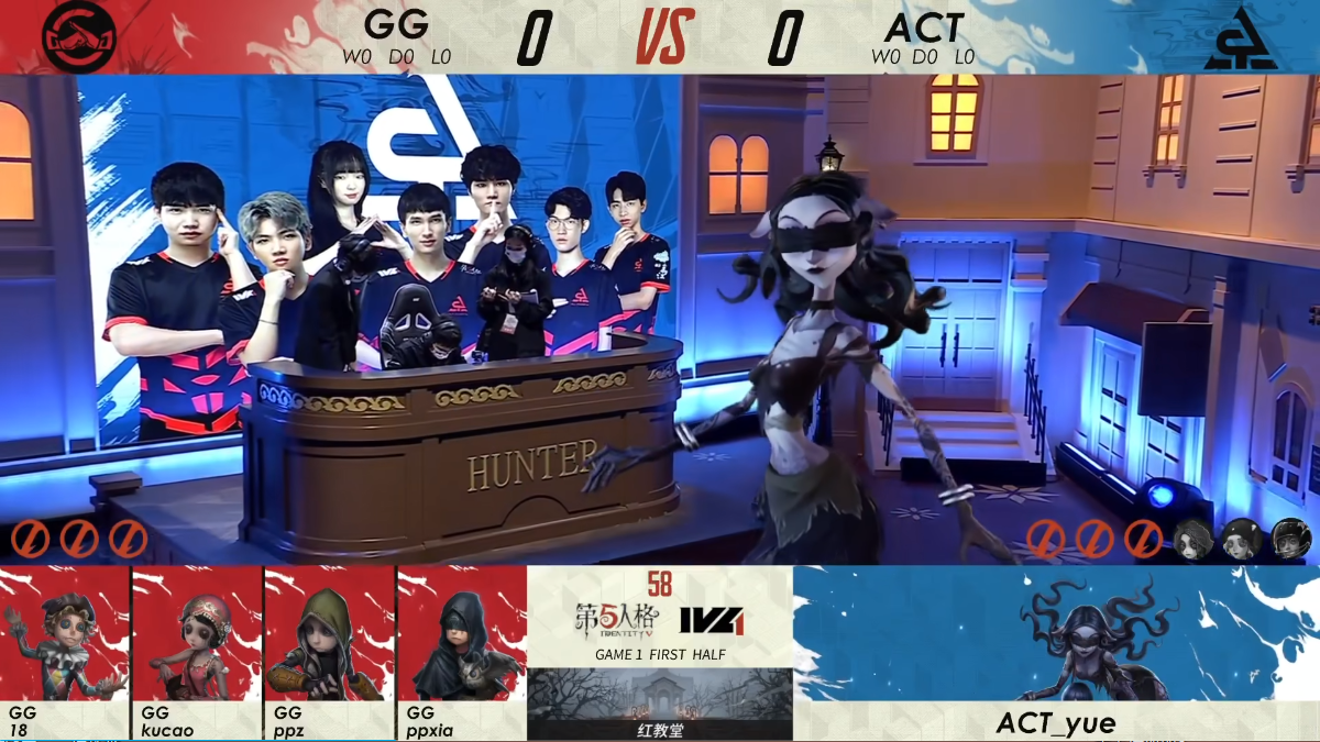 第五人格2022IVL秋季赛总决赛Day1第三场 成都GG vs ACT 第一局 双方战平