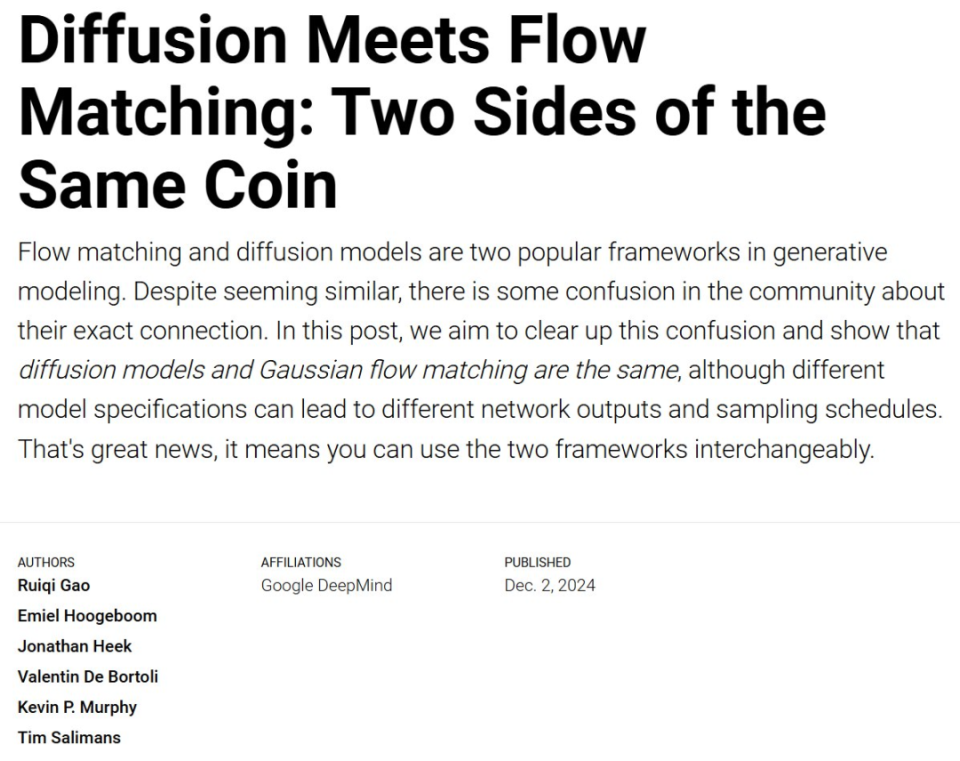 扩散模型=流匹配？谷歌DeepMind博客深度详解这种惊人的等价性_腾讯新闻