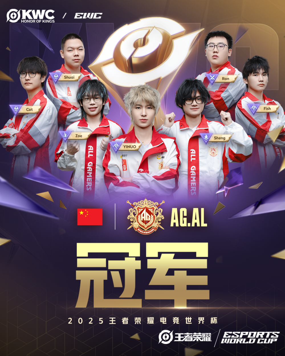 AG.AL斩获2025王者荣耀电竞世界杯冠军，KPL战队包揽冠亚闪耀利雅得 | 王者荣耀赛事_腾讯新闻