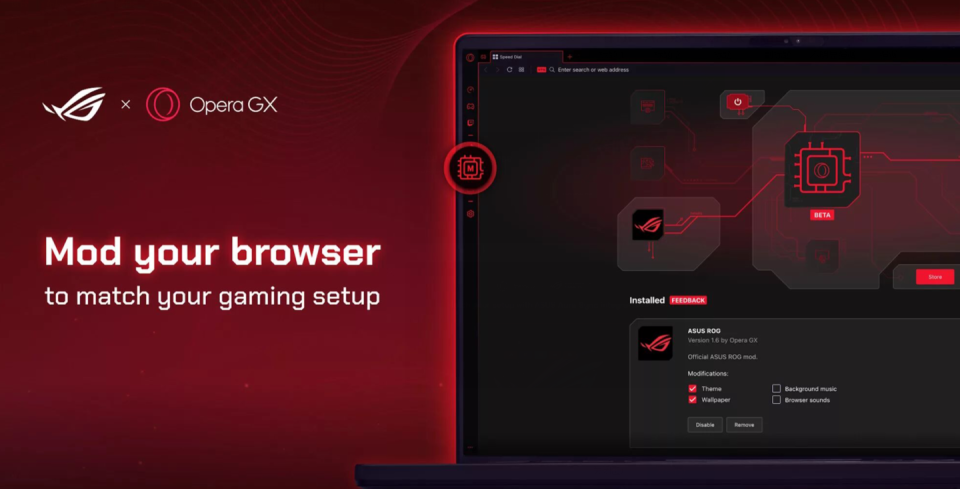 华硕推出 Opera GX ROG 版游戏浏览器，提供主题背景及自定义灯效_腾讯新闻