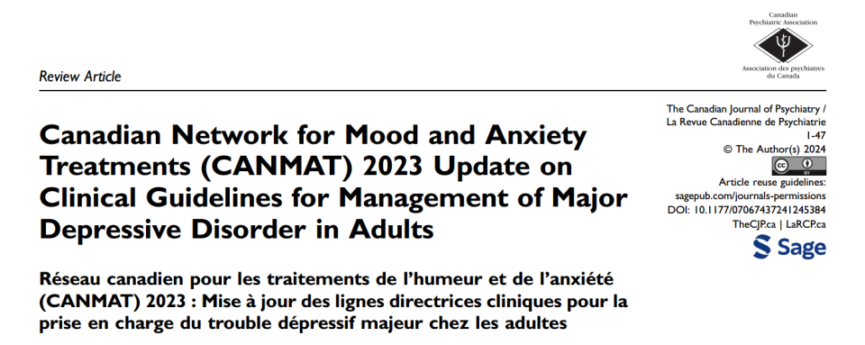2023版CANMAT成人抑郁症指南：抗抑郁药的选择_腾讯新闻