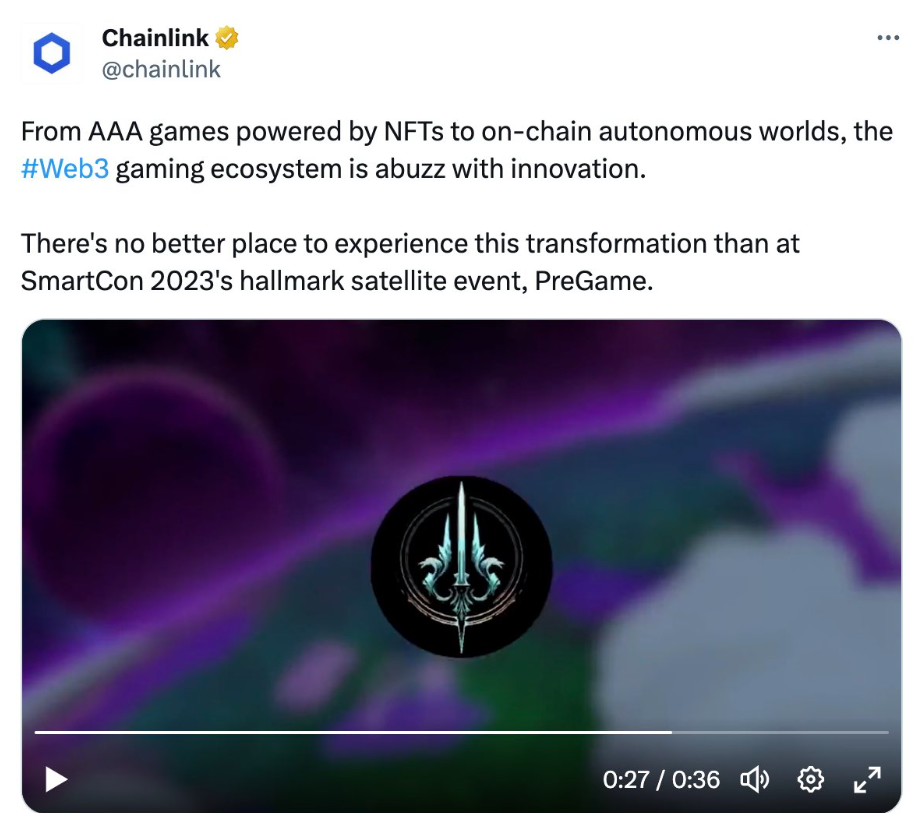 3A 链游 AbyssWorld 受 Chainlink 邀请参与 SmartCon 2023 PreGame 线下展_腾讯新闻