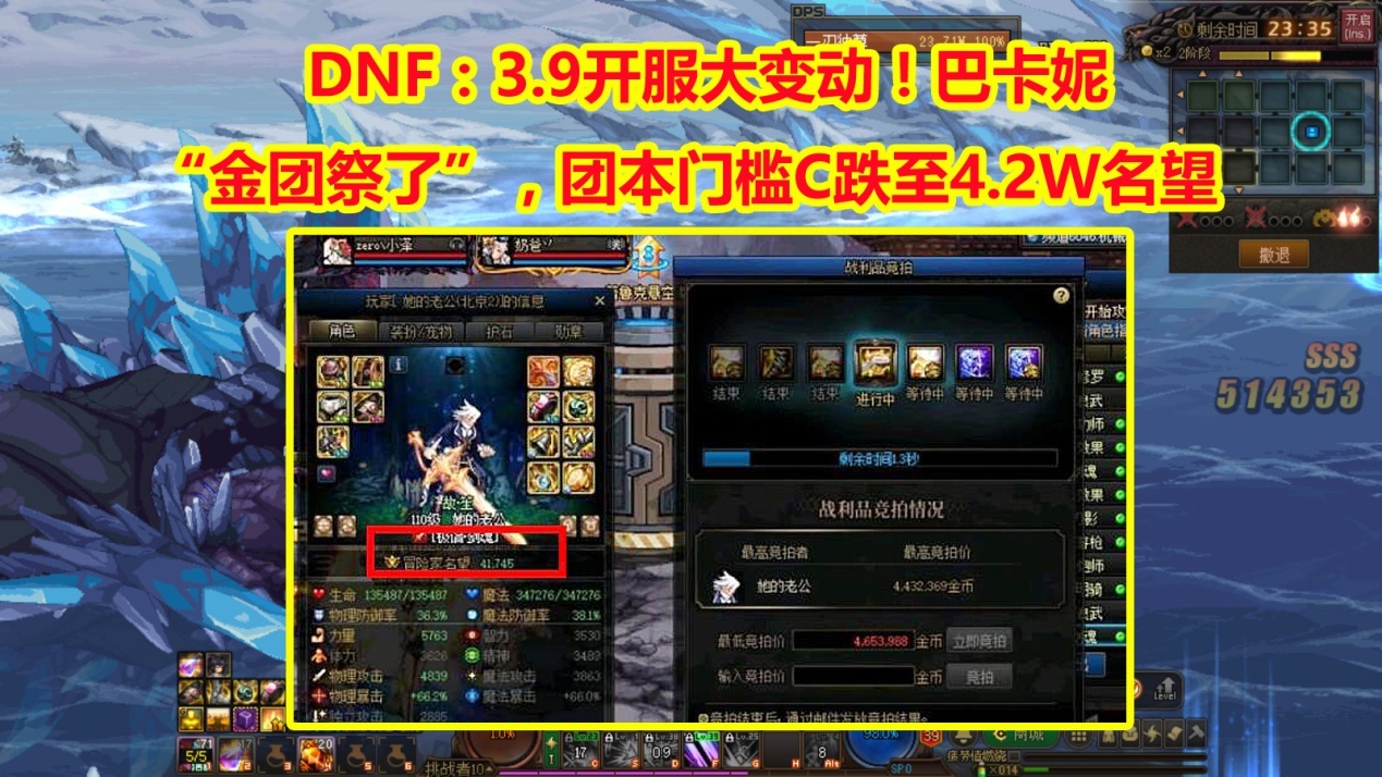 DNF：3月更新变动！巴卡妮“金团祭了”，团本门槛C跌至4.2W名望