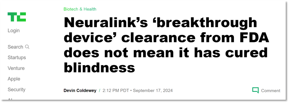 盲人有望重见光明！马斯克官宣：Neuralink新一代脑机接口产品“盲视”获FDA认证_腾讯新闻