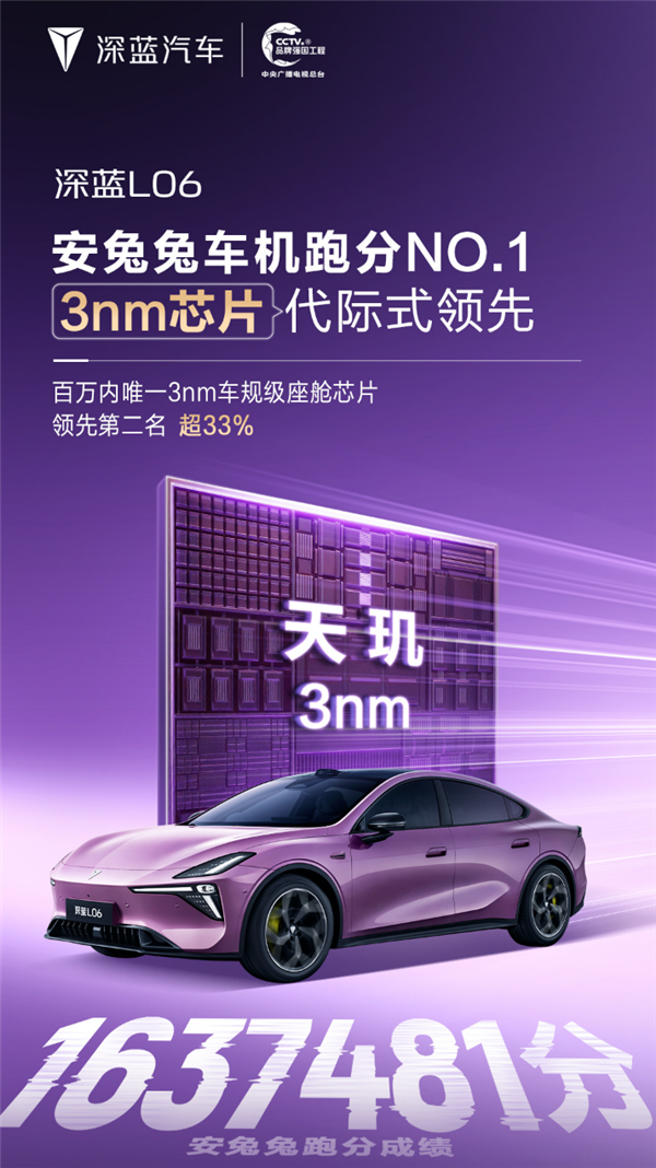 安兔兔车机跑分1637481！深蓝L06天玑3nm座舱芯片断层领先_腾讯新闻