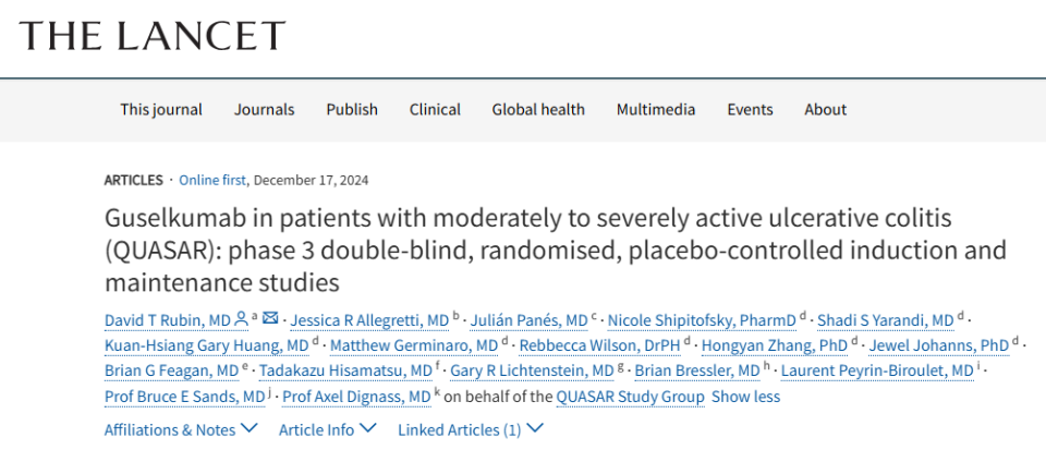 LANCET | 突破溃疡性结肠炎治疗瓶颈：Guselkumab（古塞奇尤单抗）的希望_腾讯新闻