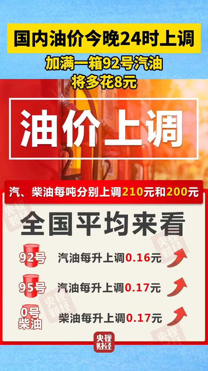 今晚24时上调！加满一箱92号汽油将多花8元_腾讯新闻