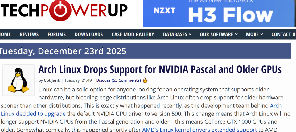 Arch Linux 停止默认支持英伟达GTX 10系列显卡，旧架构用户可换专用驱动_腾讯新闻
