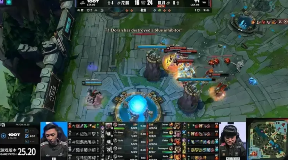 险胜！T1状态堪忧仍零封100T，Doran加里奥闪现撞墙惊出粉丝冷汗!_腾讯新闻