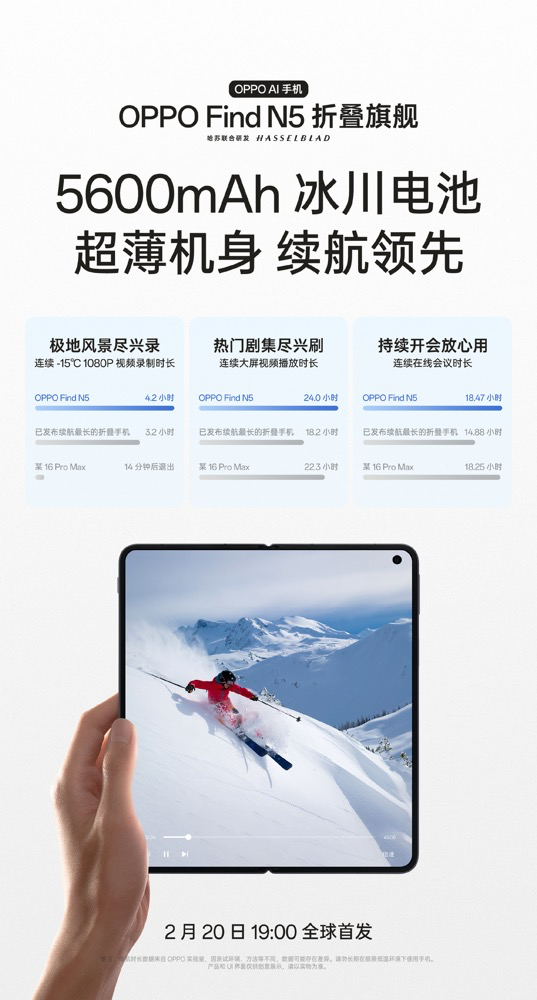 OPPO Find N5搭载5600mAh电池，多个新功能曝光_腾讯新闻