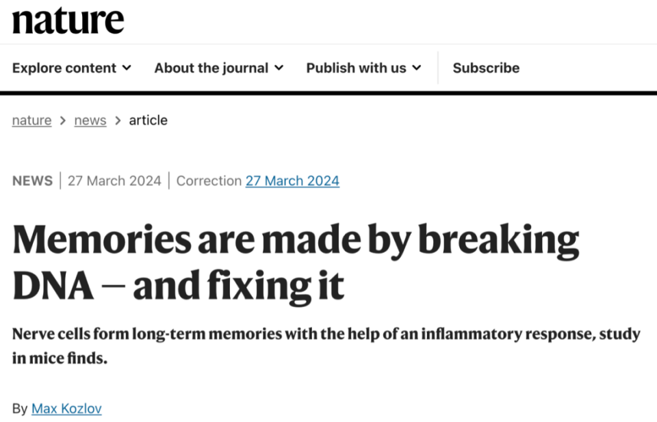 Nature | 重塑对记忆的理解：DNA损伤与修复在记忆形成中的角色_腾讯新闻