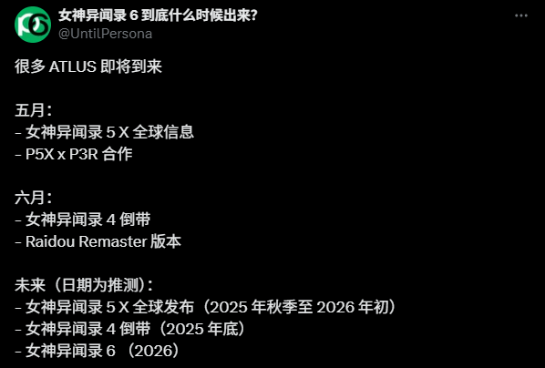 多款《女神异闻录》消息汇总：P3R、P4R、P5X、P6等_腾讯新闻