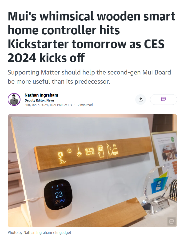 Mui 展示第二代木制智能家居控制面板，支持 Matter 协议_腾讯新闻