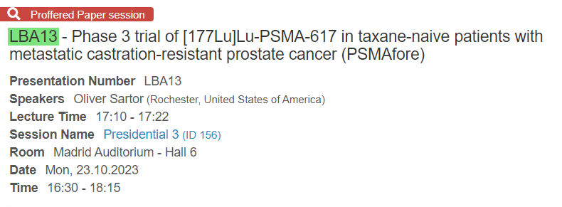 2023 ESMO LBA｜首款 PSMA 靶向放射配体疗法用于晚期前列腺癌疗效如何？III 期 PSMAfore 研究即将公布_腾讯新闻