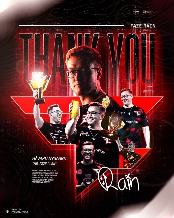 FaZe官方：rain被下放至替补席，效力时长定格在3541天_腾讯新闻