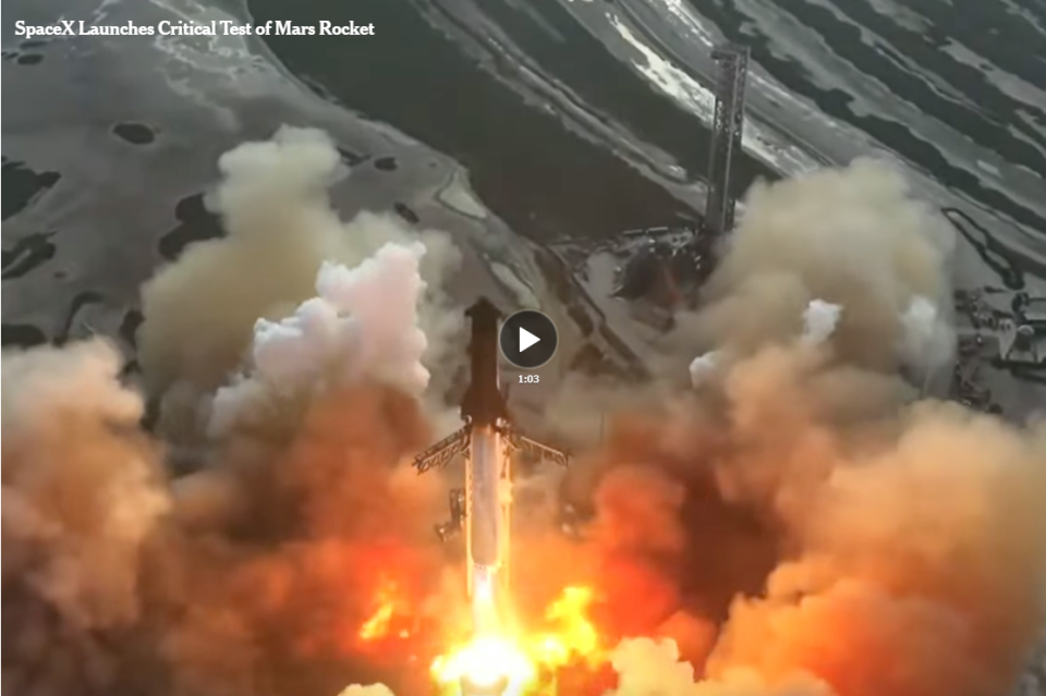 美媒：SpaceX 巨型火星火箭完成近乎完美的试飞_腾讯新闻