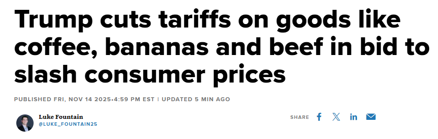 罕见反转！特朗普刚刚宣布：这些食品关税全部豁免！政策为何突然大逆转？_腾讯新闻