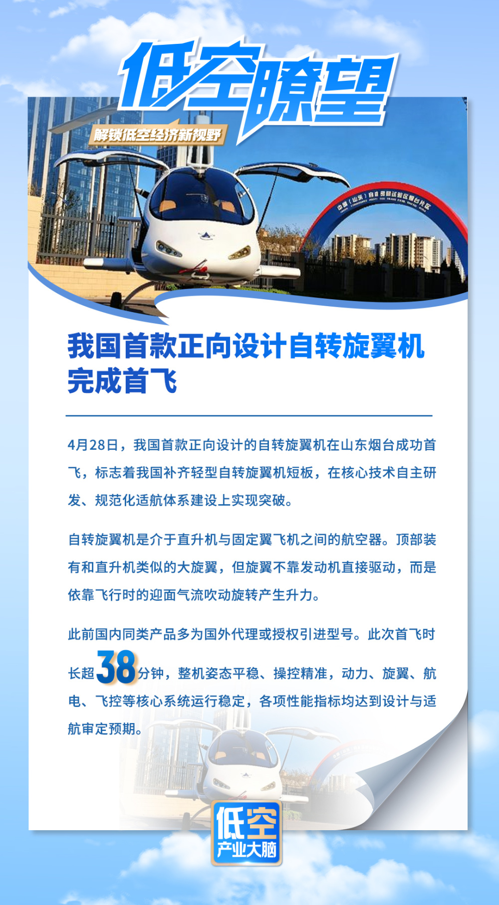 【低空瞭望】我国首款正向设计自转旋翼机完成首飞_腾讯新闻