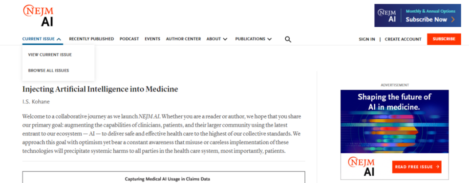 新刊NEJM AI上线，“AI在医疗领域的应用才刚起步”_腾讯新闻