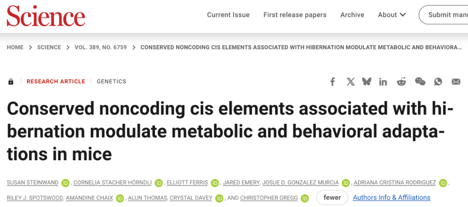 两篇Science论文：冬眠的“超能力”被锁在人类DNA中，解除锁定有望逆转阿尔茨海默病、糖尿病等疾病_腾讯新闻