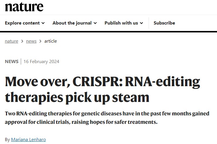 Nature | RNA编辑：有望超越CRISPR的未来疗法_腾讯新闻