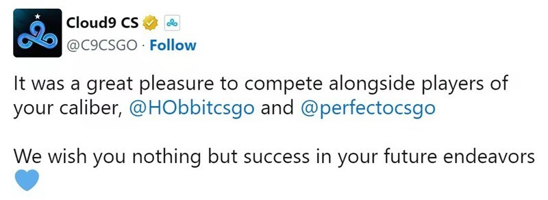 CS分部只剩两人！C9正式官宣下放HObbit与Perfecto_腾讯新闻