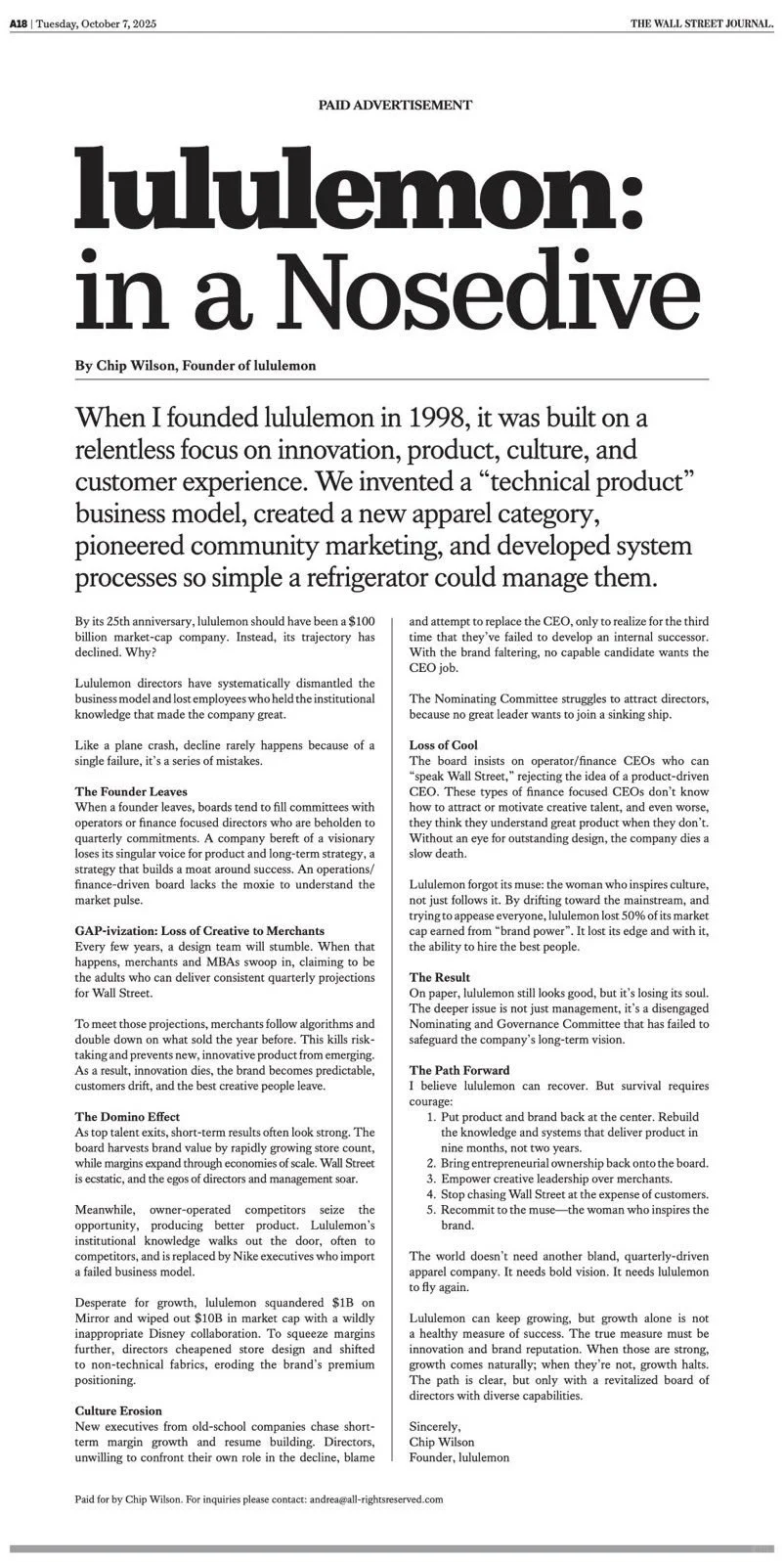 lululemon内斗，创始人能上演“熹妃回宫”吗？_腾讯新闻