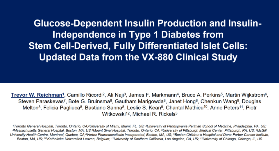 “治愈1型糖尿病”仅一步之遥？VX-880干细胞疗法，令3名患者摆脱胰岛素！| 2023 EASD_腾讯新闻