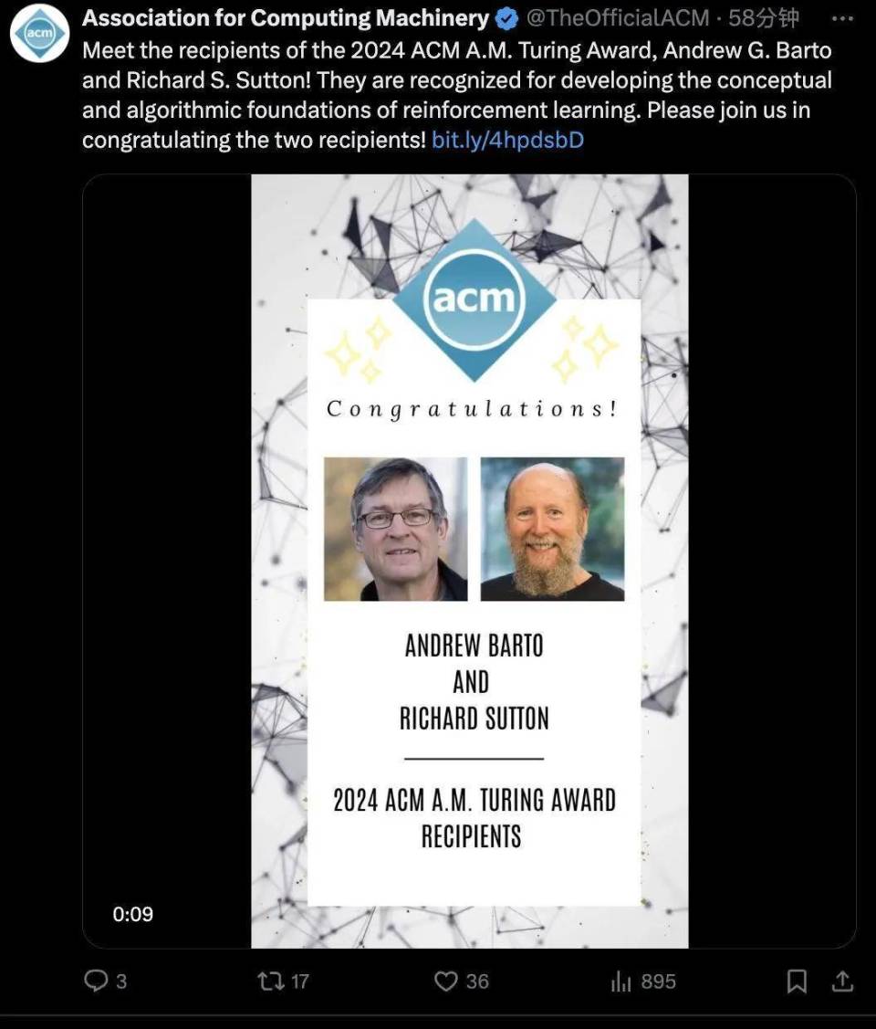 2024图灵奖颁给强化学习之父Richard Sutton与其导师Andrew Barto_腾讯新闻