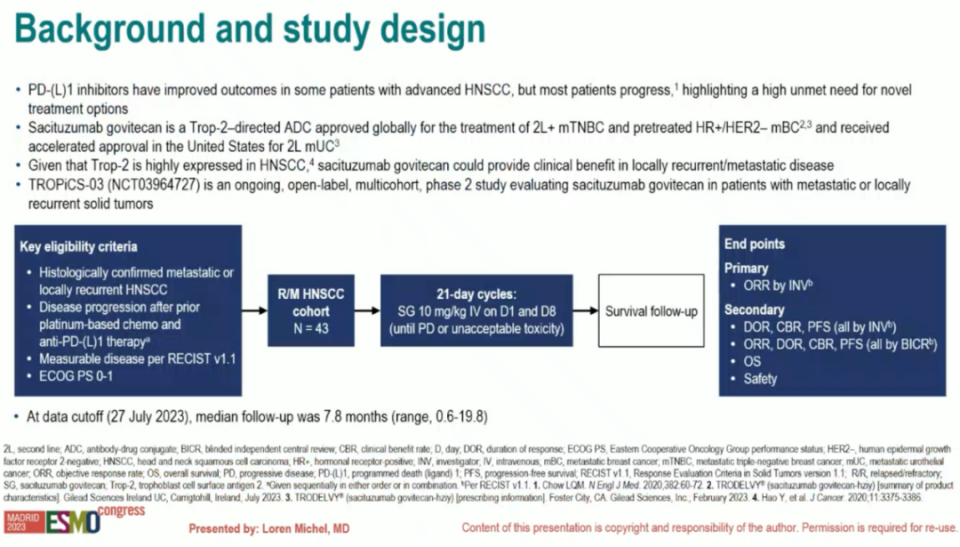 TROPiCS-03 研究（两项口头报告）初步结果公布，全球首个 Trop-2 ADC 戈沙妥珠单抗在多个实体瘤治疗中取得突破_腾讯新闻