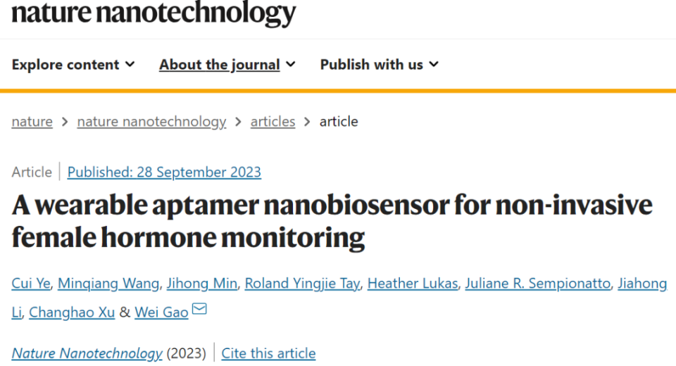 加州理工Nature Nanotech.: 可穿戴式女性荷尔蒙追踪器_腾讯新闻