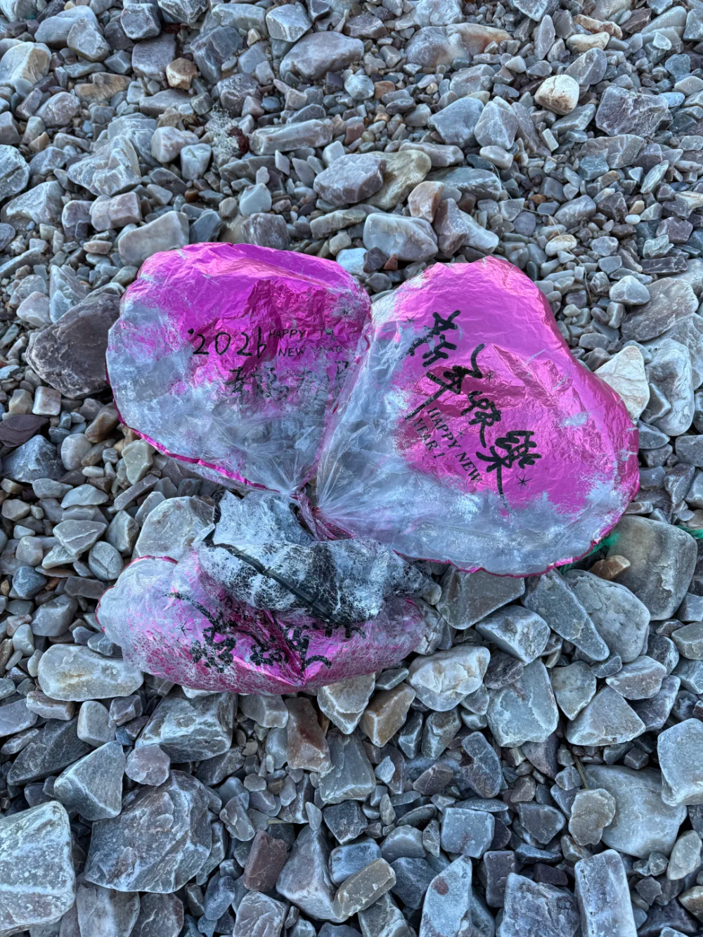 艺术家海边捡到大量跨年夜气球“残骸”，环保部门：每年要清理六七百吨外来垃圾_腾讯新闻