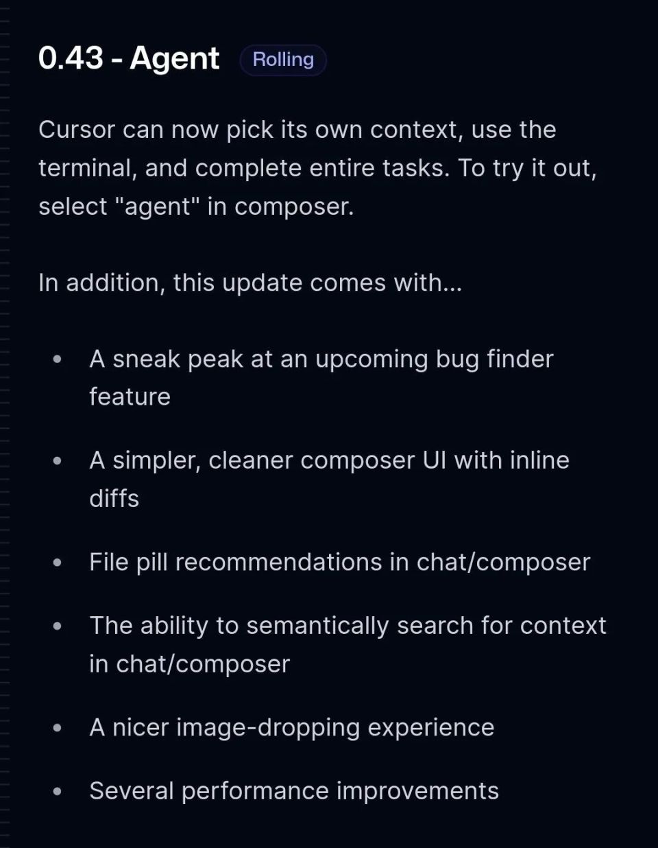 Cursor v0.43 更新：Agent 重磅登场_腾讯新闻