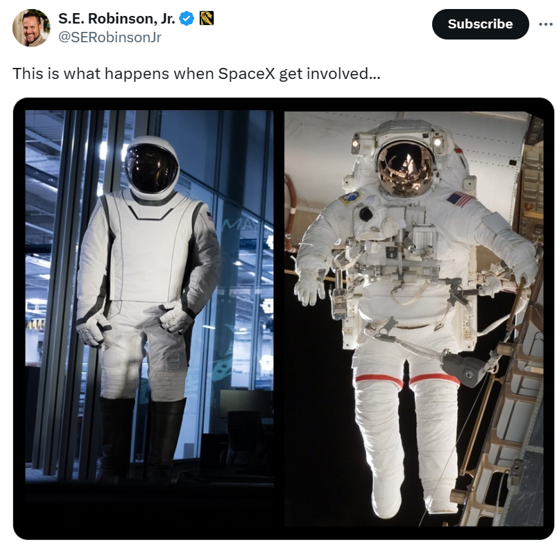 简洁得令人发指！SpaceX首套舱外航天服公布_腾讯新闻