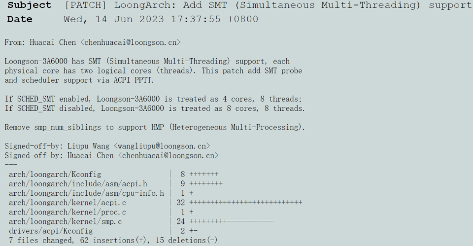 龙芯 LoongArch为Linux 内核添加 3A6000 超线程（SMT）支持_腾讯新闻