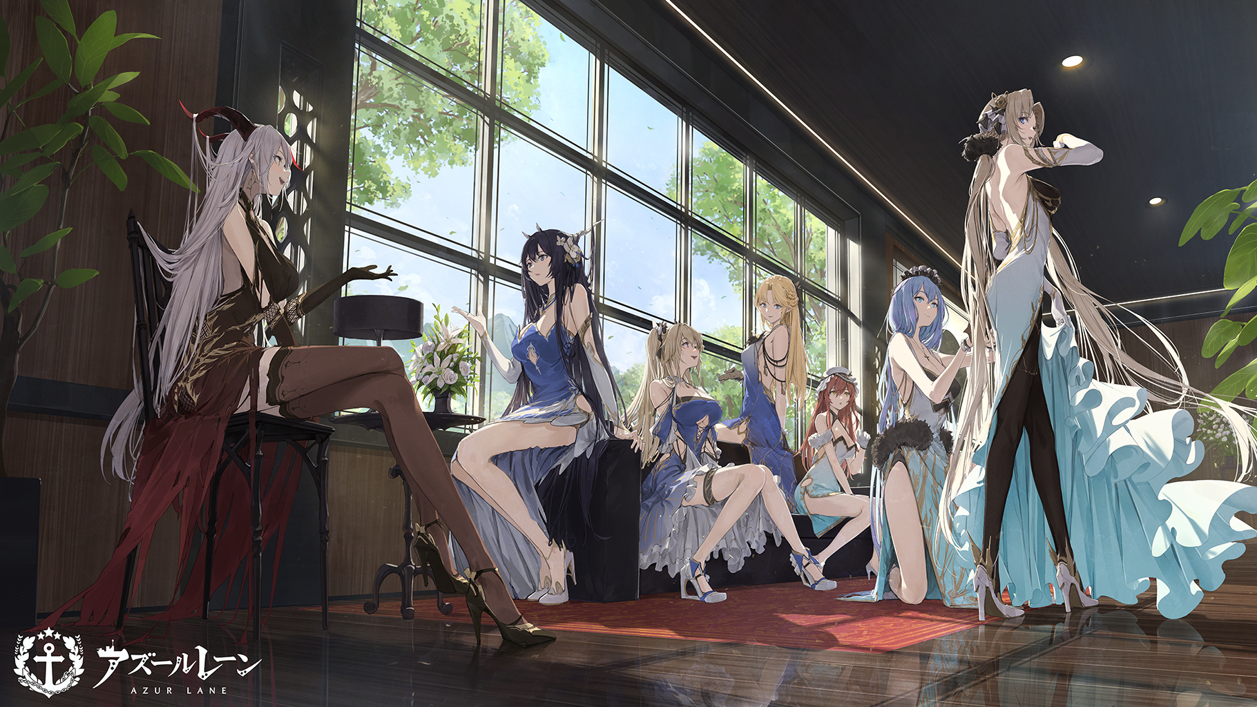 碧蓝航线阿祖尔港过场绘 坐等礼服埃吉尔与偶像巨星武藏的皮肤