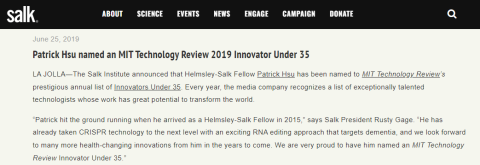 新的基因编辑技术—“RNA桥”，张锋学生Patrick Hsu最新Nature论文_腾讯新闻