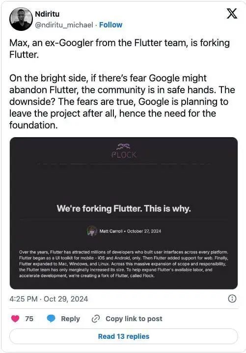 Flutter 被分叉！团队缩水至 50 人，bug 堆积如山，前谷歌员工出手找出路_腾讯新闻