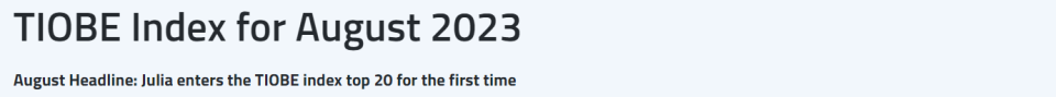 TIOBE 8 月榜单：Julia 首次进入前 20 名_腾讯新闻